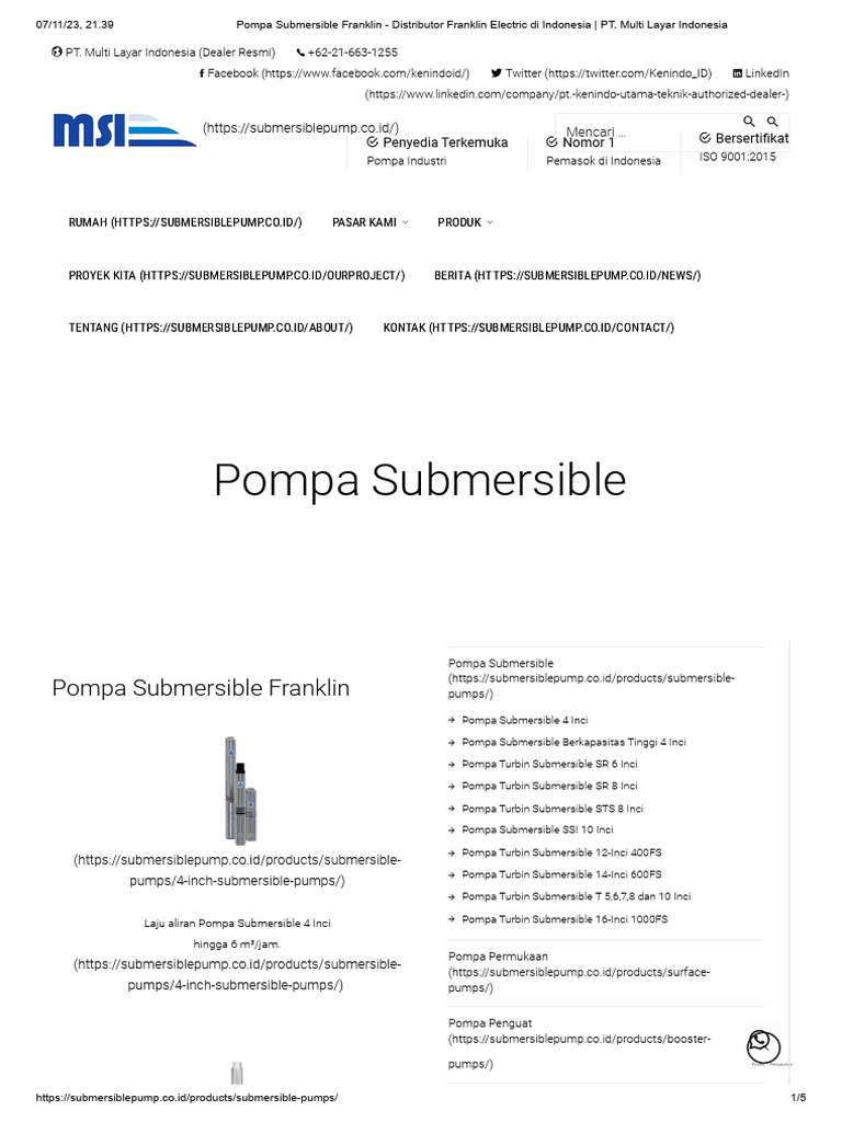 Pompa Submersible Franklin - Distributor Franklin Electric Di Indonesia ...