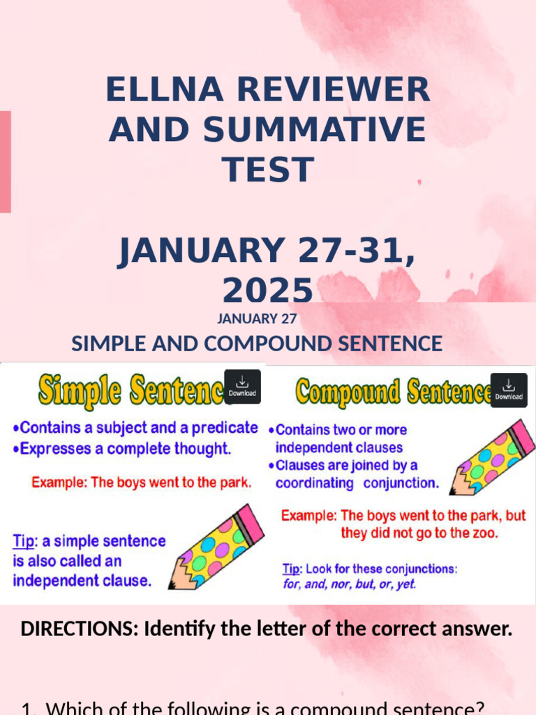 Ellna Review and Summative Test January 27-31, 2025 | PDF | Linguistics ...