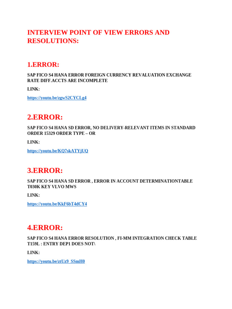 Interview Point of View Errors and Resolutions and Real-Time Scenarios ...
