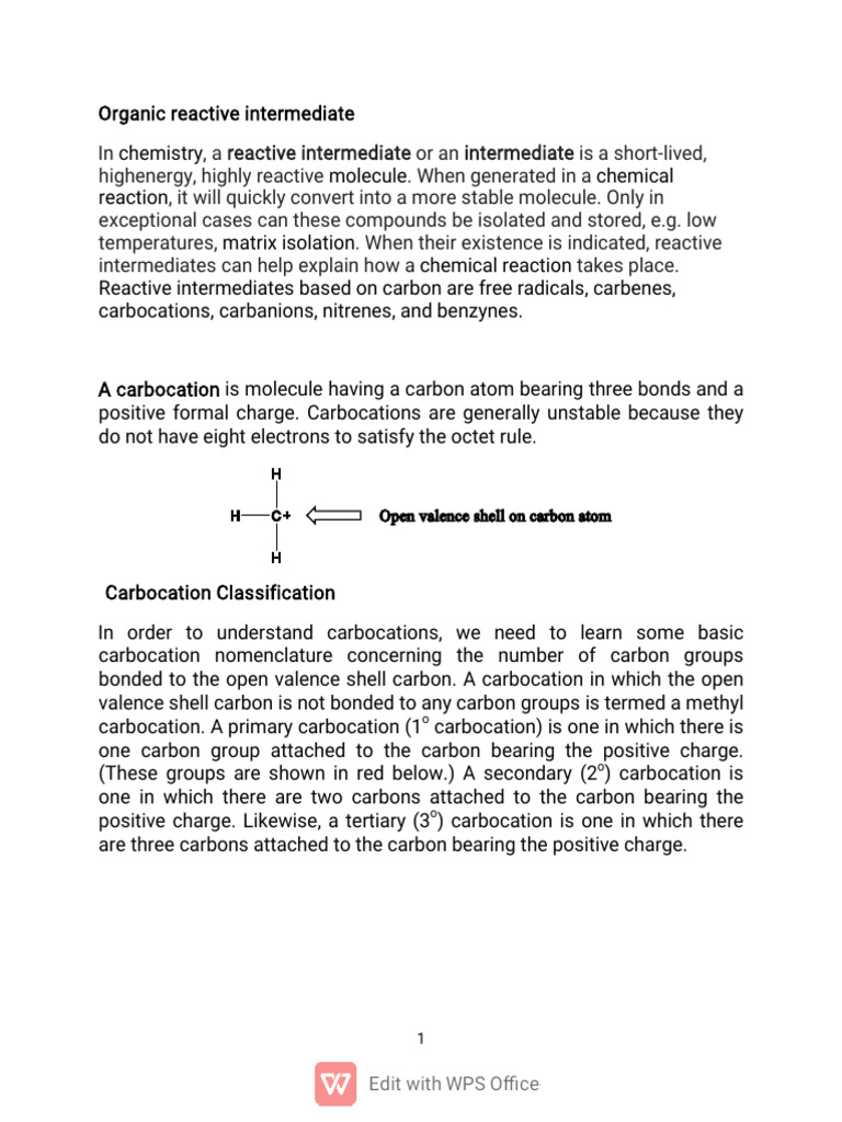 Understanding Carbocations and Their Stability | PDF | Chemical ...