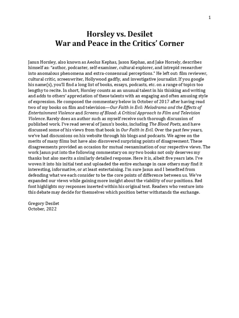 Horsley Vs Desilet War and Peace in The | PDF | Violence | Martin Scorsese
