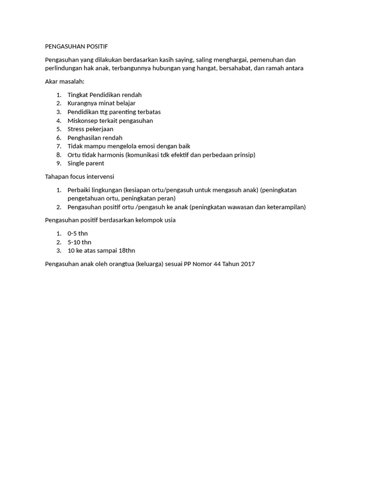 Pengasuhan Positif Pada Anak | PDF
