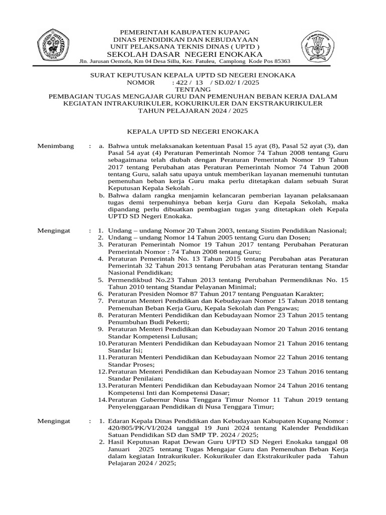 Sk Pembagian Tugas Revisi | PDF