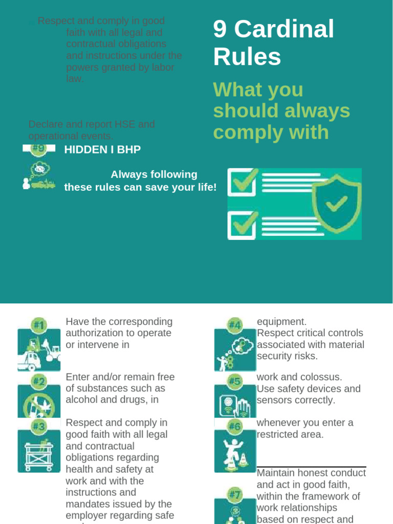 9 Cardinal Rules for Workplace Safety | PDF