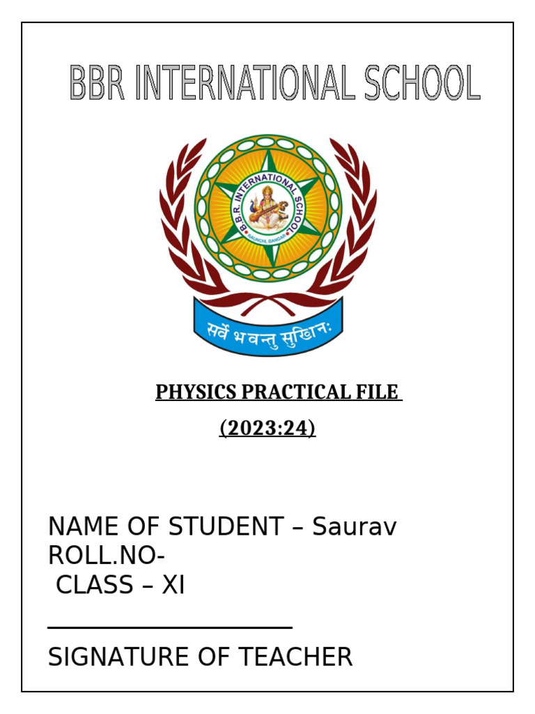 Physics Practical File for Class XI | PDF