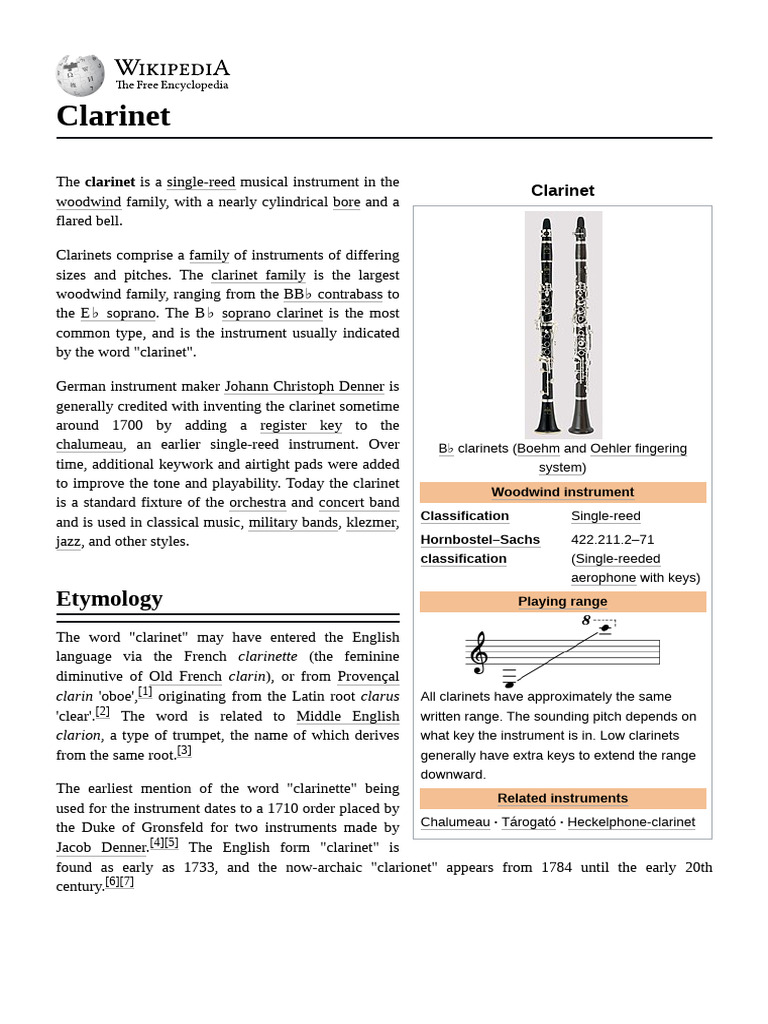 Clarinet | PDF | Clarinet | Quartet