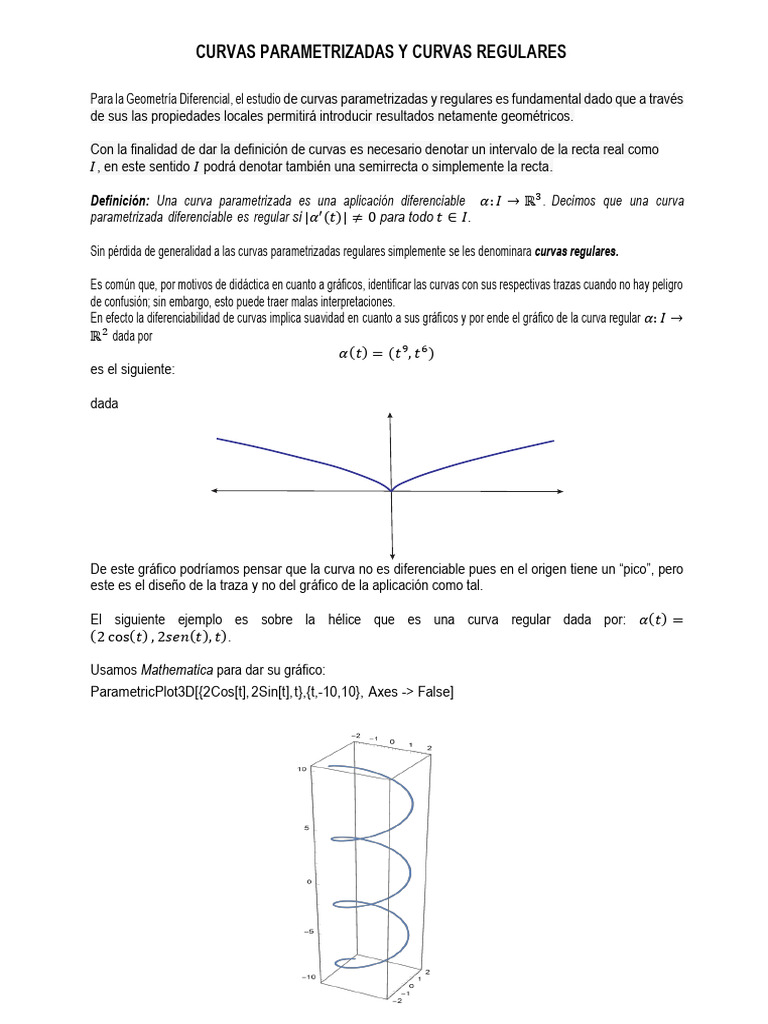 Curvas Parametrizadas y Regulares | PDF | Curva | Derivado