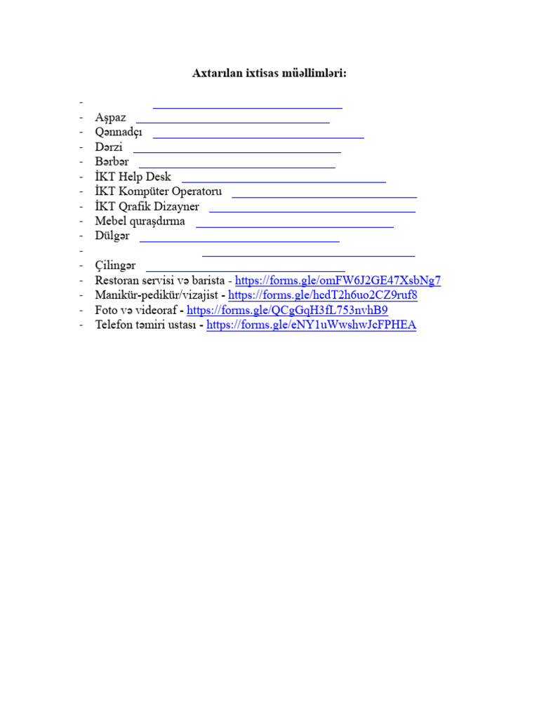 Axtarilan Ixtisas Muellimleri | PDF