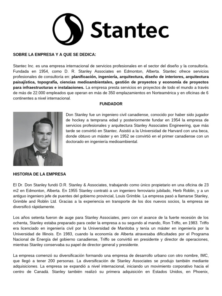 Historia y Expansión de Stantec | PDF | Economias | Ingeniería