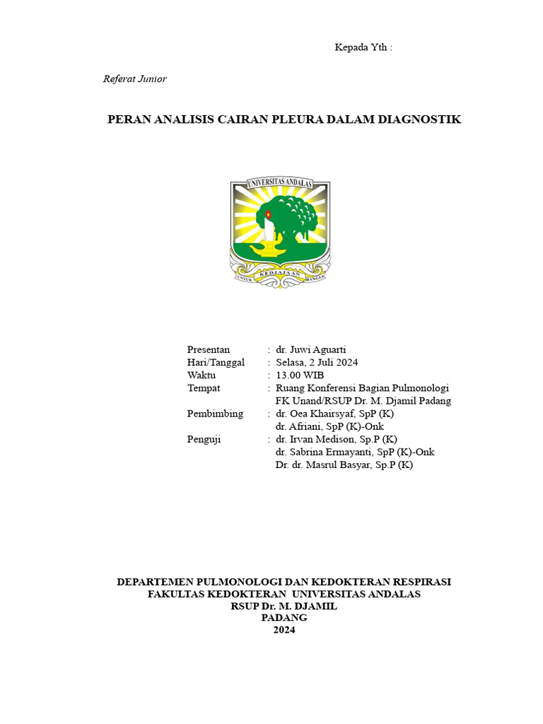 Kriteria Light dalam Analisis Cairan Pleura | PDF