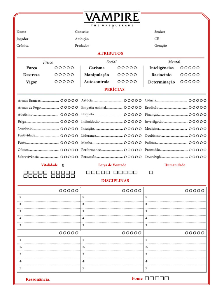 Ficha V5 Editavel Portugues | PDF