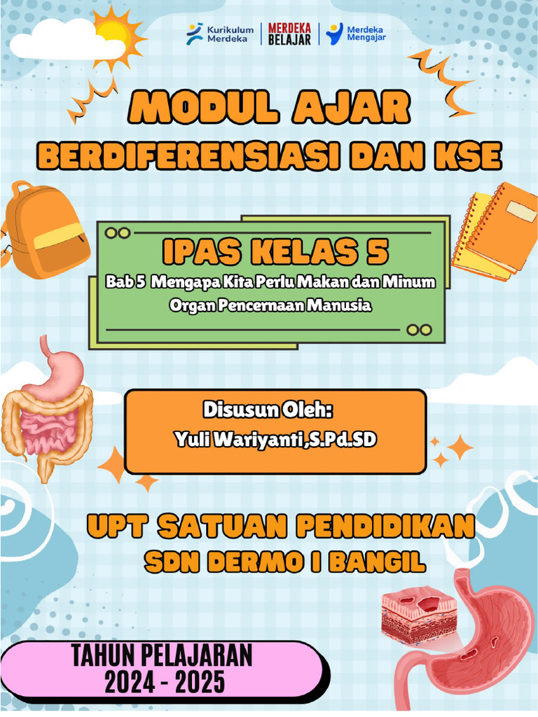 MODUL AJAR IPAS KELAS 5 - Organ Pencernaan Manusia | PDF