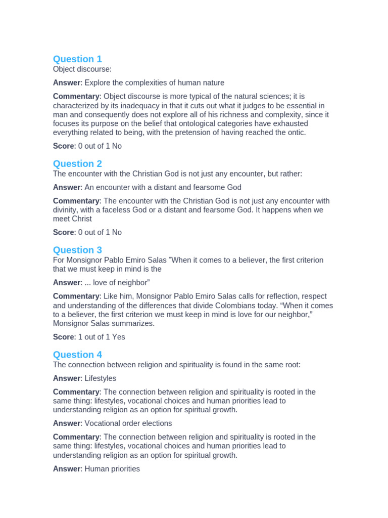 QUESTIONNAIRE 4.1 faith and world | PDF | Spirituality | God