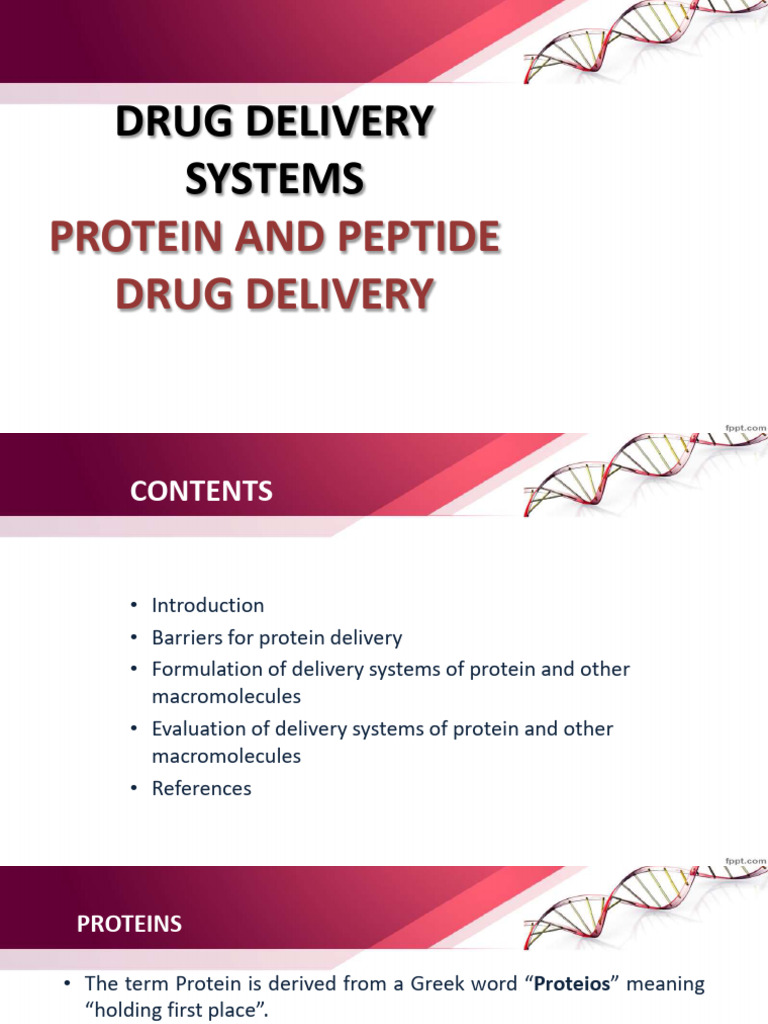 Protein and Peptide Drug Delivery Systems | PDF | Protein Structure ...