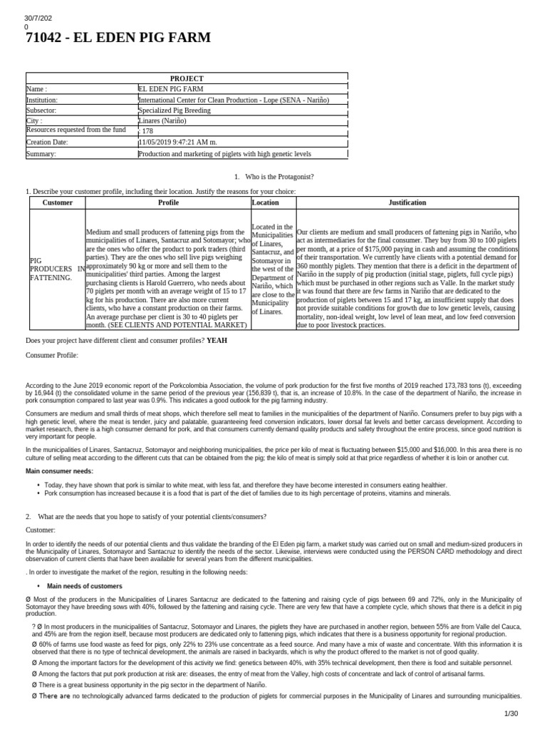 Business Plan Pigs PDF | PDF | Meat | Pig