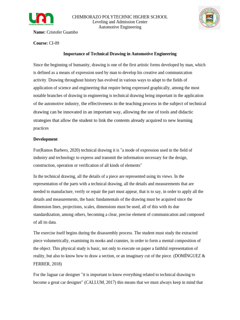 Importance of Technical Drawing in Automotive Engineering | PDF ...