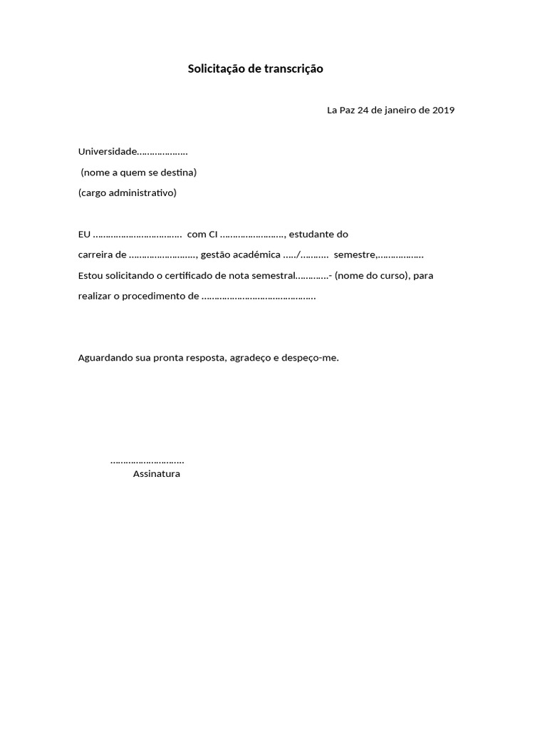 Modelo de Carta para Solicitar Certificado de Notas | PDF