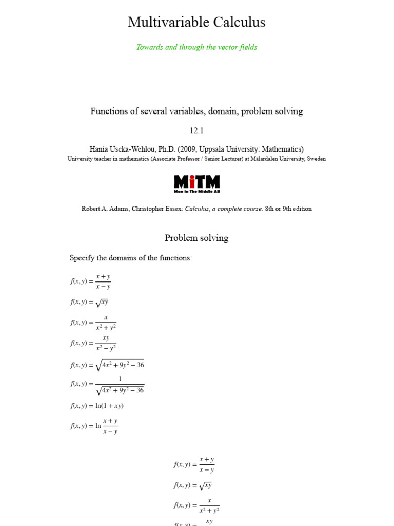 Multivariable Calculus Guide | PDF | Functions And Mappings | Mathematical Concepts