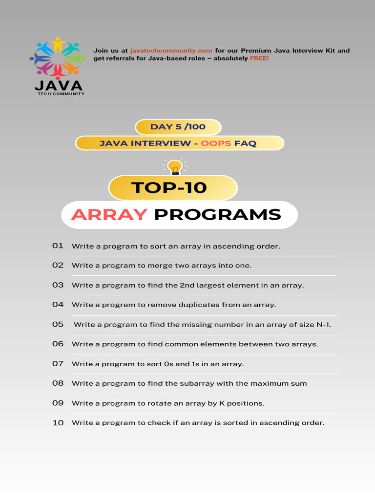 Top 10 Arrays Codes | PDF