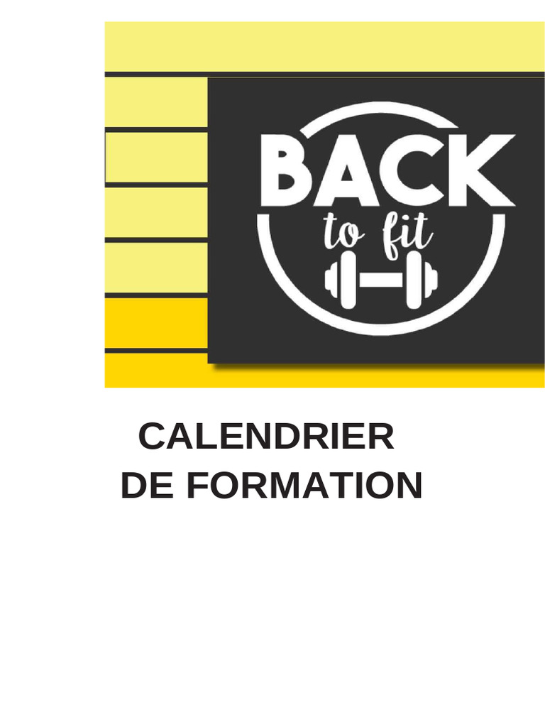 Calendrier d'entraînement Back to Fit | PDF