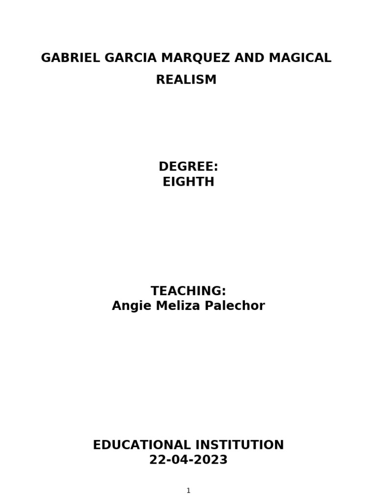 MAGIC REALISM GUIDE | PDF | Gabriel García Márquez