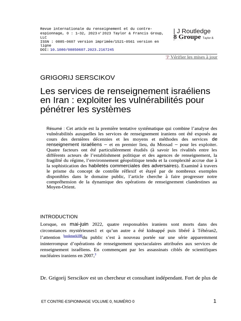 Renseignement israélien en Iran : vulnérabilités exploitées | PDF | J ...