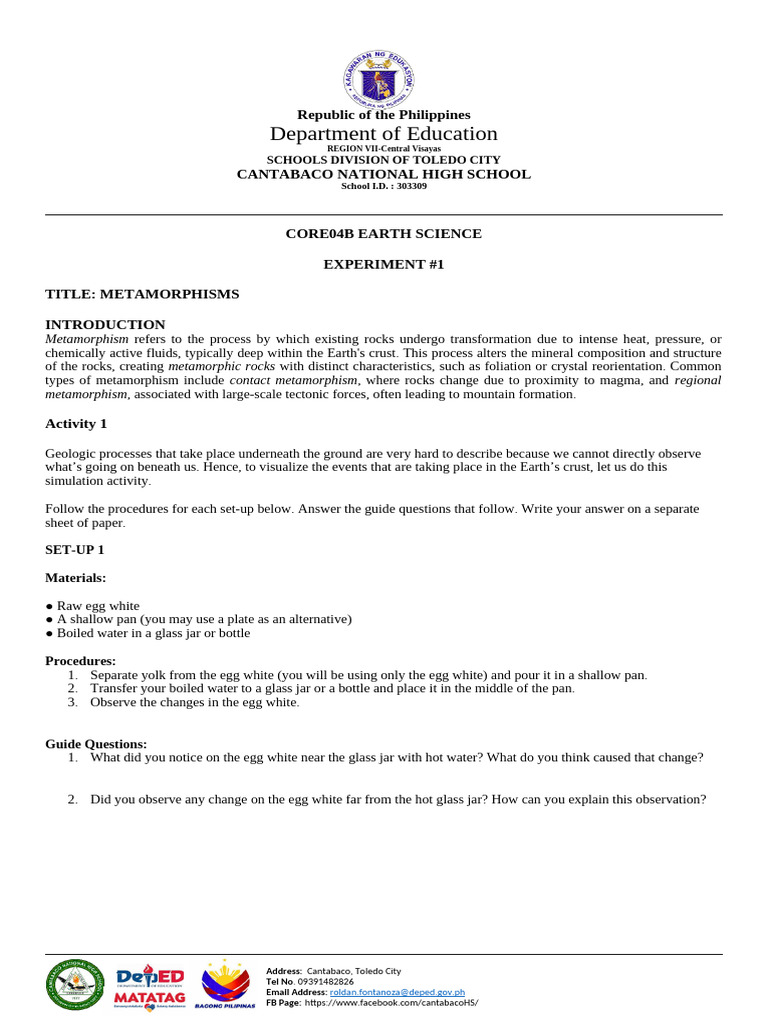 Experiment 1 Es | PDF | Rock (Geology) | Natural Sciences