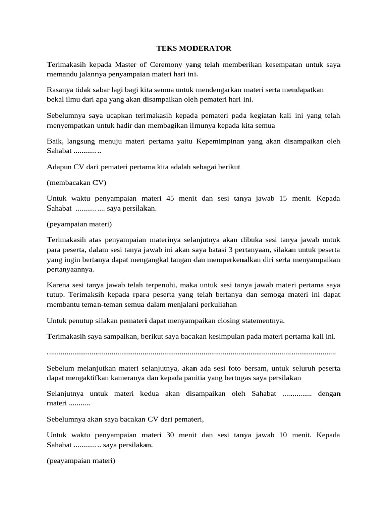 TEKS MODERATOR | PDF