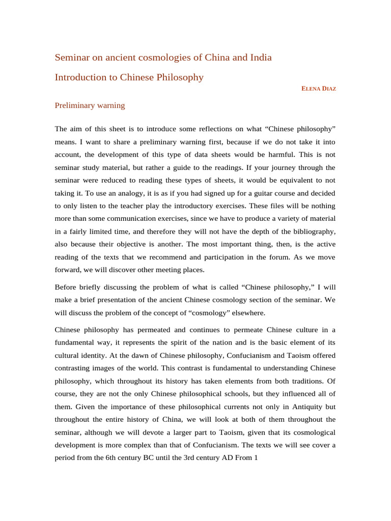 Ancient Chinese Cosmology Seminar Guide | PDF | Confucianism | Analects