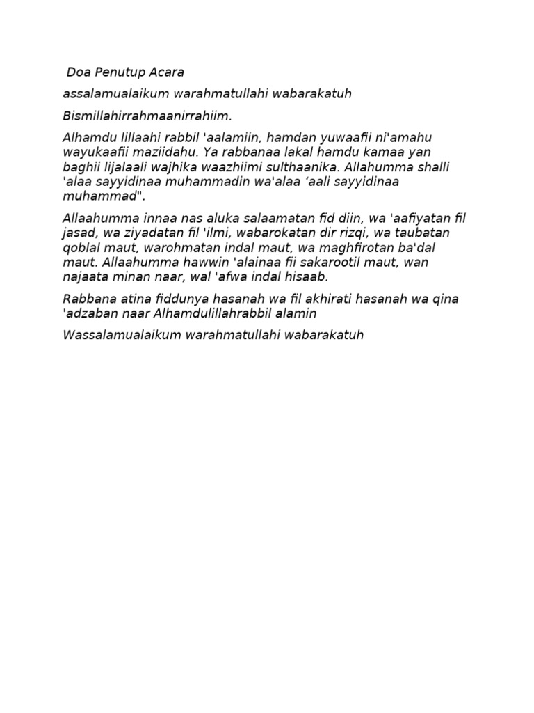 Doa Penutup Acara | PDF