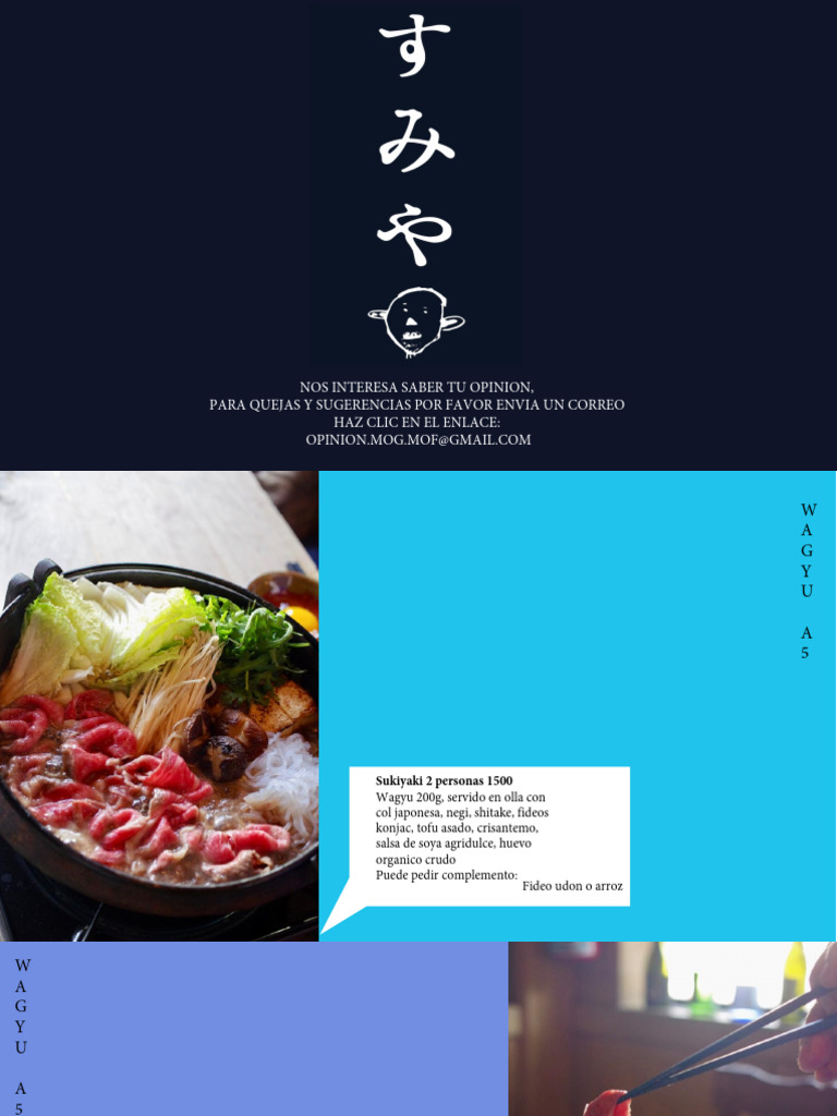 Menú de Wagyu y Platos Japoneses | PDF | Cocina coreana | Menudencias