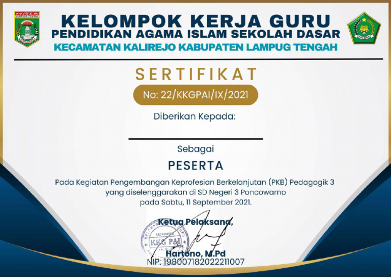 Contoh Pelatihan KKG PAI | PDF