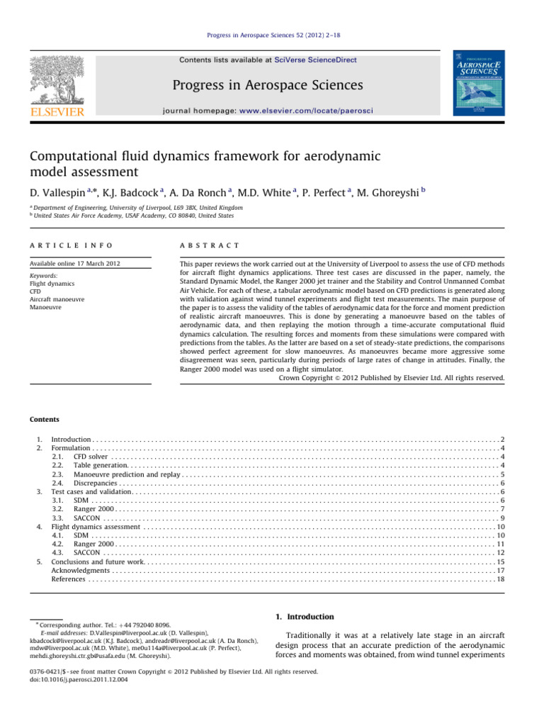 Computational Fluid Dynamics Framework For Aerodynamic Model Assessment | PDF | Computational ...