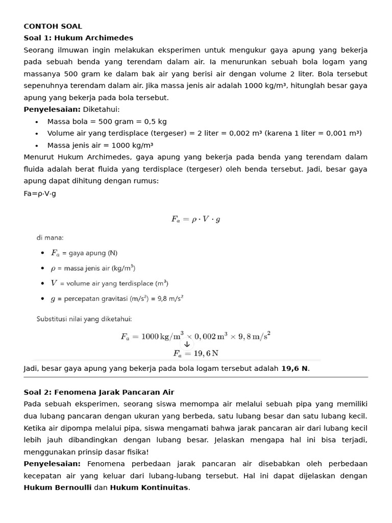 Latihan Soal Fluida Statis 2 | PDF