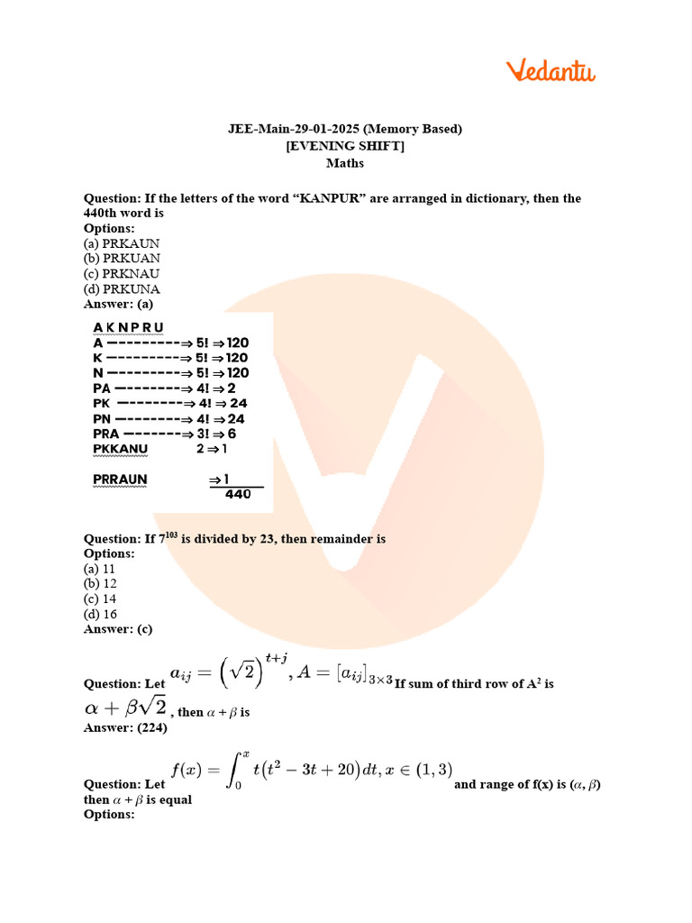 Jee Main 2025 January 29 Shift 2 Maths Exam Analysis Review | PDF ...