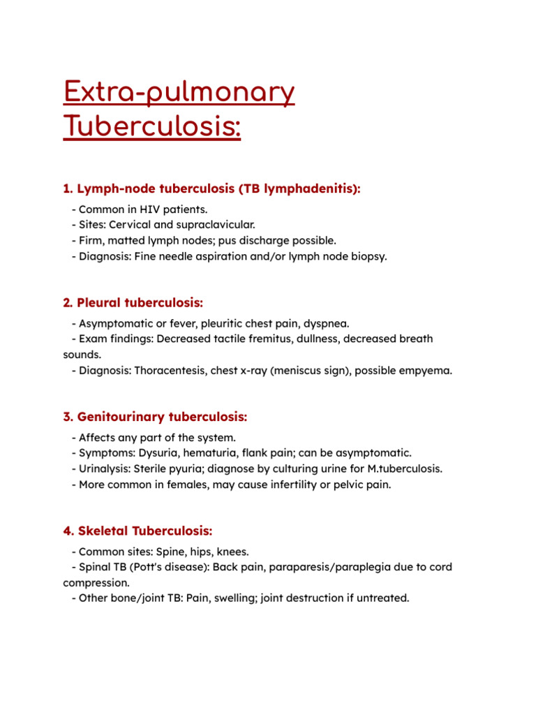 Tuberculosis (TB) - (Extra Pulmonary Tuberculosis) GM | PDF | Tuberculosis | Clinical Medicine