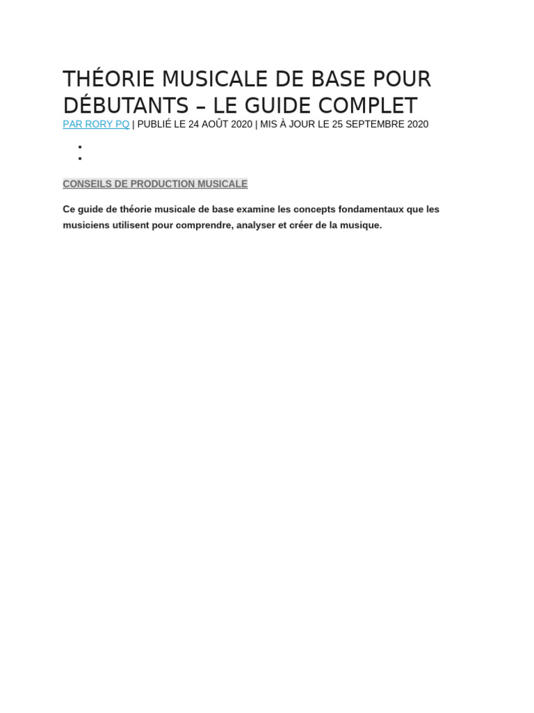 Théorie musicale pour débutants | PDF | Accord (Musique) | Gamme musicale