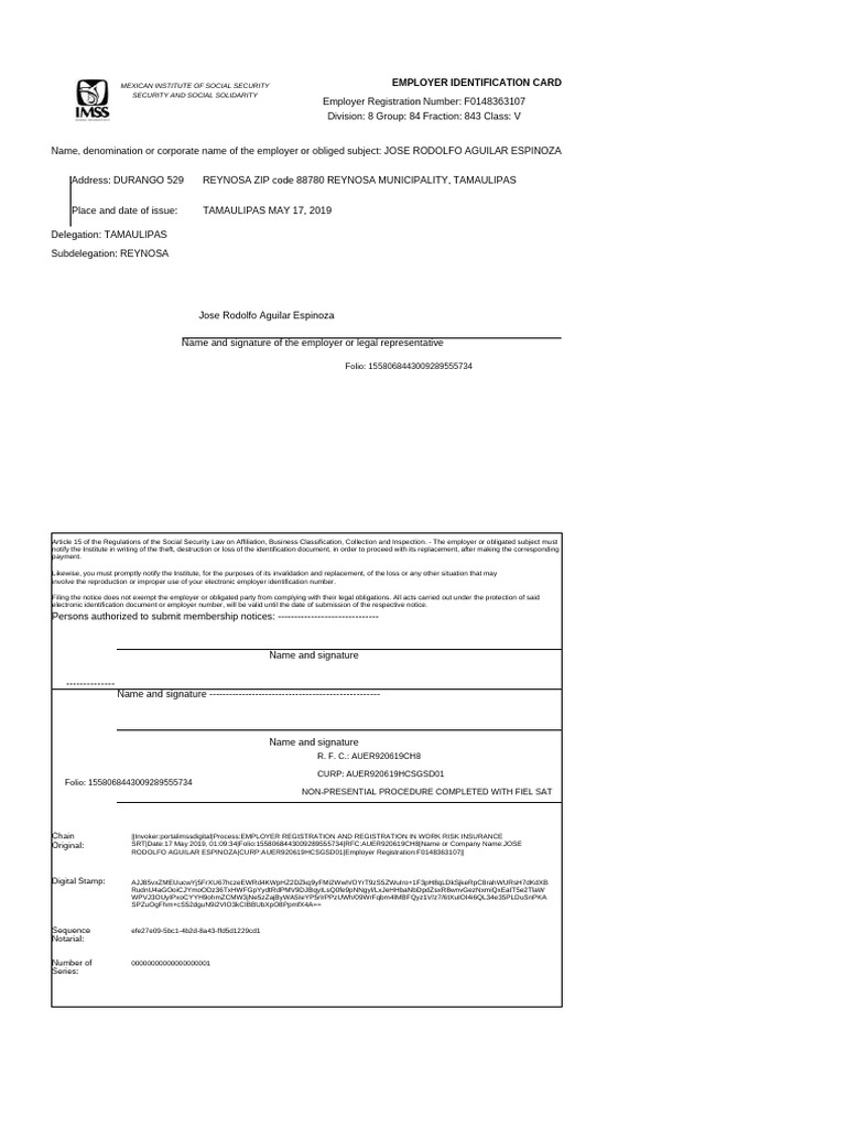 Employer Identification Card Details | PDF | Identity Document