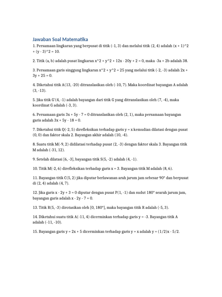Jawaban Soal Matematika | PDF