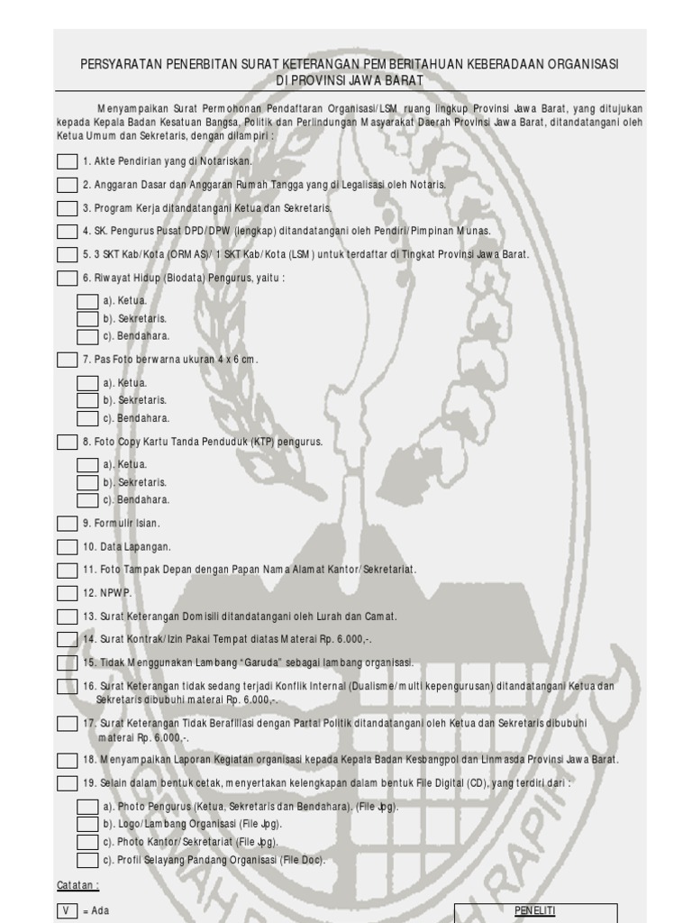 Persyaratan Penerbitan Skpko Ormas Dan LSM | PDF