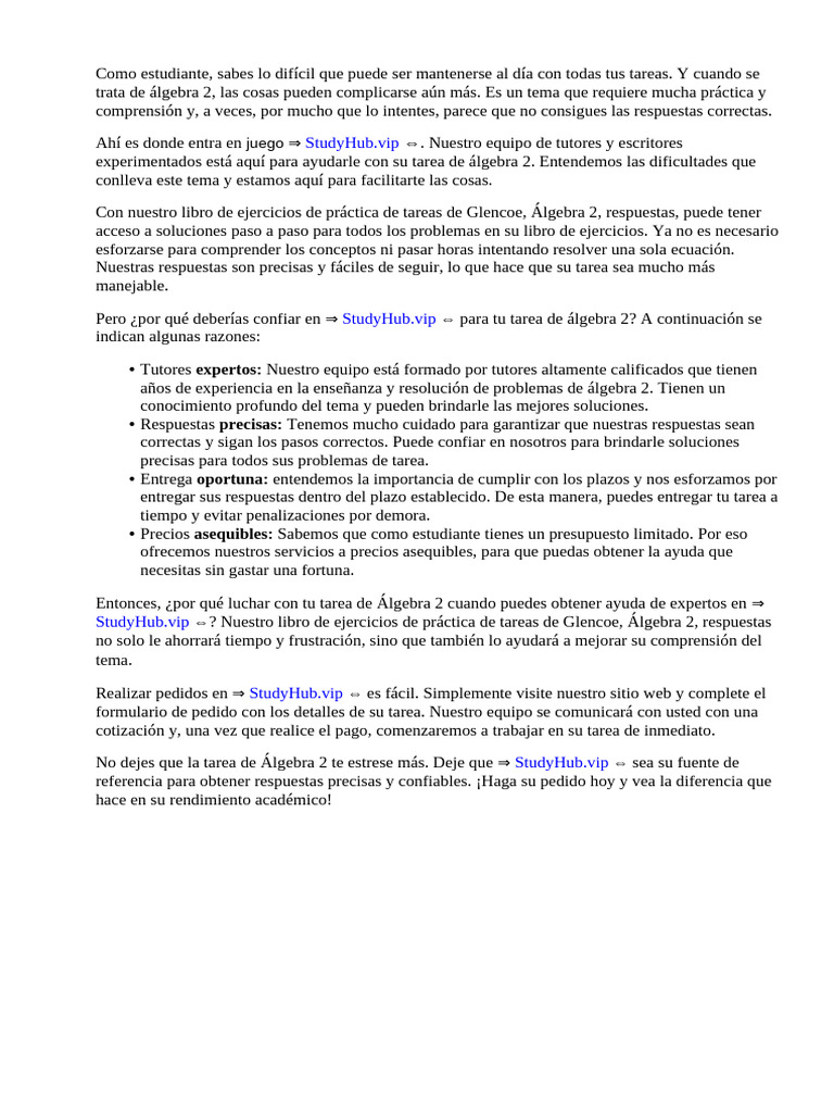 Práctica de Tareas de Glencoe Workbook Algebra 2 Respuestas | PDF | Álgebra