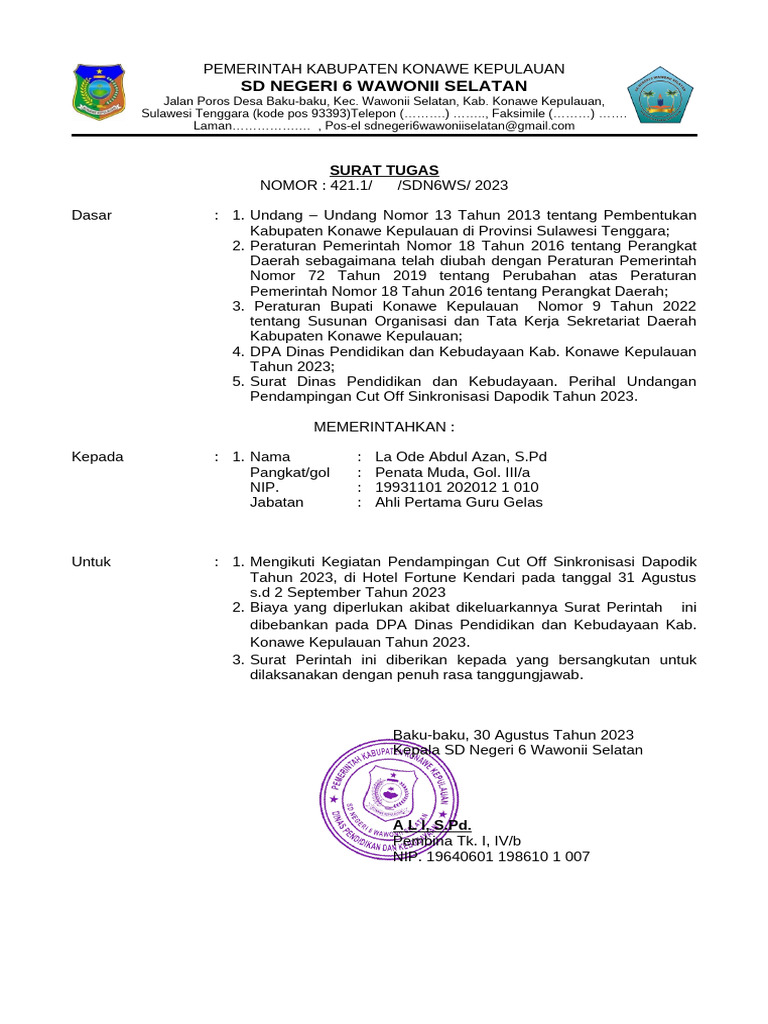 Surat Perintah Tugas Terbaru | PDF