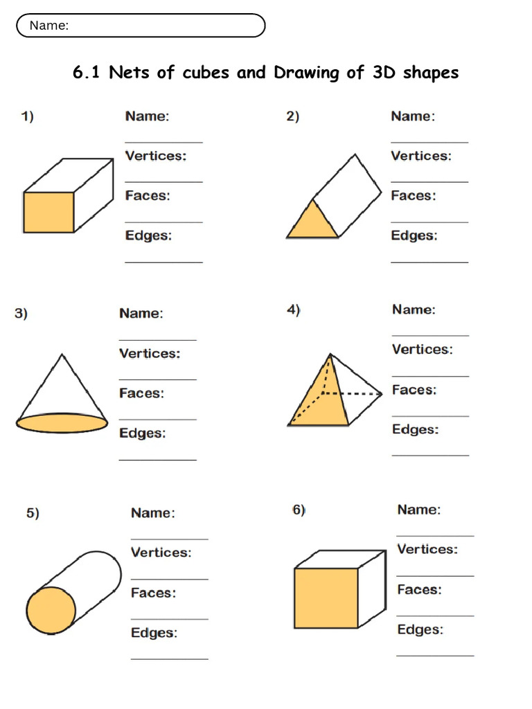 6.1 Nets of Cubes and Drawing of 3D Shapes | PDF