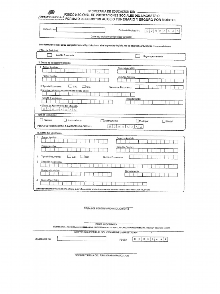 Formato Auxilio Fun-Seg Por Muerte | PDF