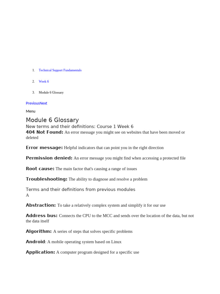 Module 6 Glossary | PDF | Operating System | Computer Network Module 6 Glossary | PDF | Operating System | Computer Network