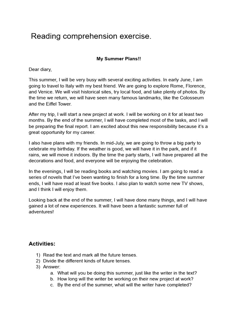 Reading Comprehension Exercise | PDF