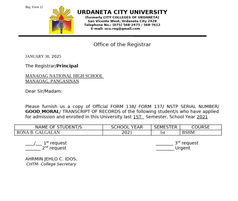 request-for-OTR (1) (1) | PDF