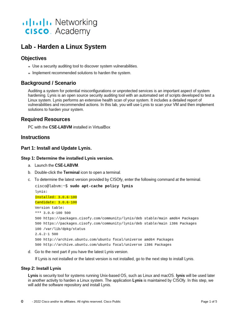 9.1.14 Lab - Harden A Linux System | PDF | Software Development | Operating System Families