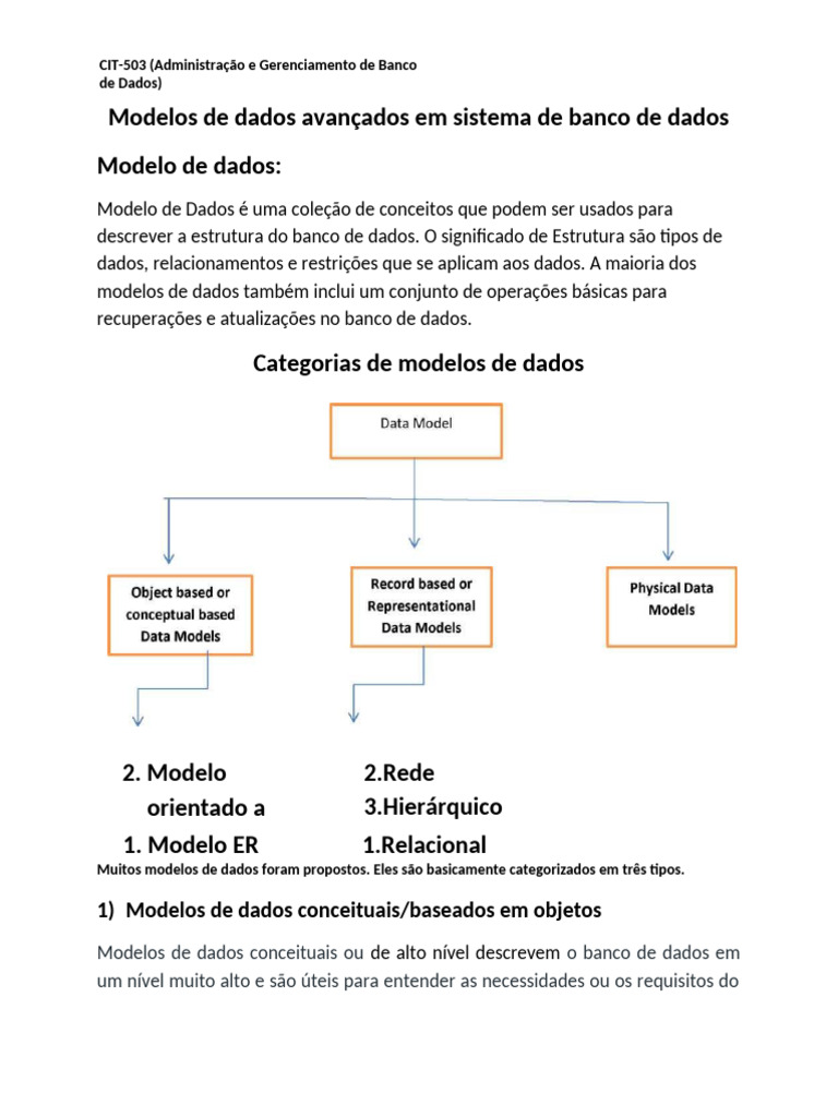 CIT-503 (Administração e Gestão de Banco de Dados) | PDF | Bancos de ...