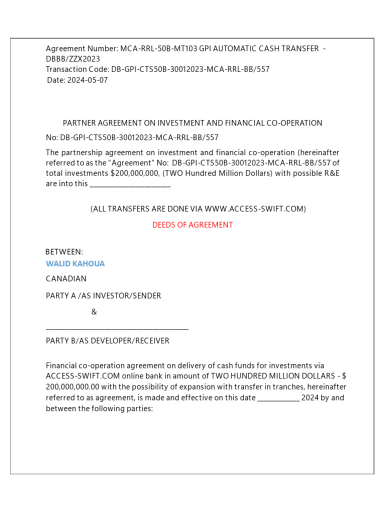 Walid Kahoua Access Doa | PDF | Wire Transfer | Economies